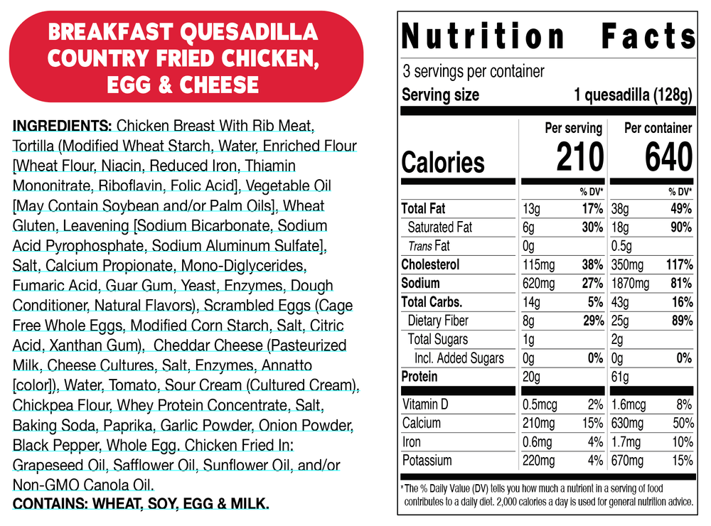Real Good Foods Breakfast Quesadillas| in Grocery Stores
